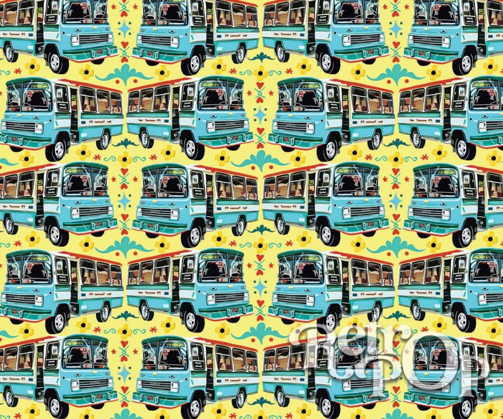 Busetas clásicas fondo amarillo - RetroPop